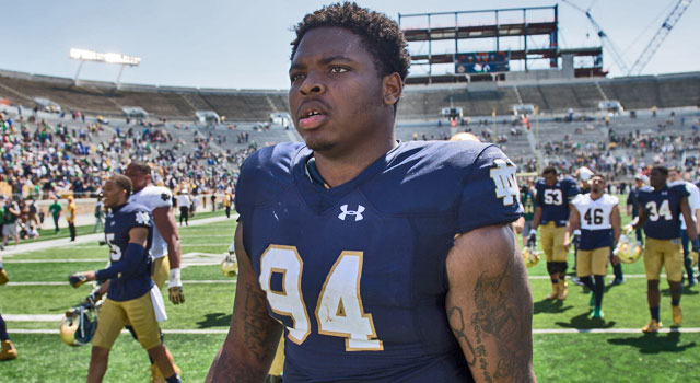 Watch: Notre Dame NT Jarron Jones Interception // UHND.com