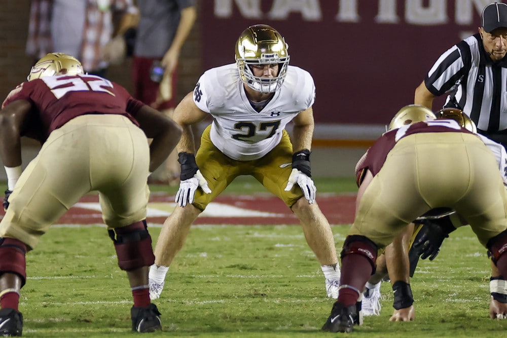 Notre Dame LB JD Bertrand Emerging As Tackling Machine // UHND.com