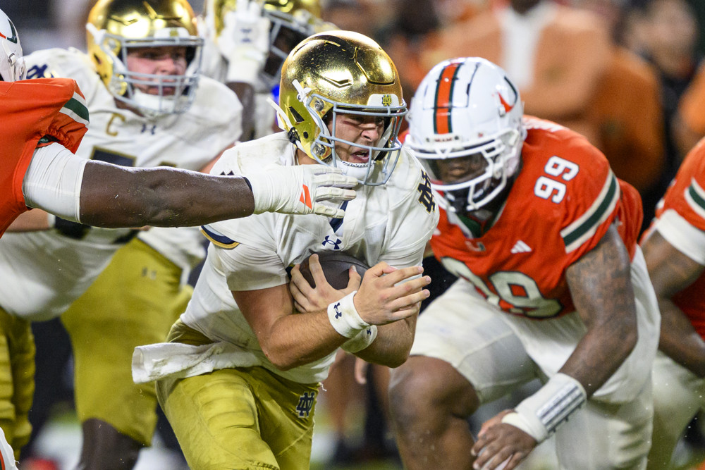 Freeman Defends Notre Dame's Offensive Game Plan In Miami Loss // UHND.com
